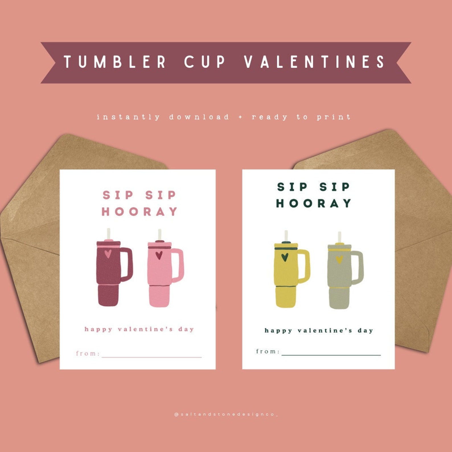 Stanley Cup Valentine's Day Cards Printable Kids Tumbler Drink Cup ...