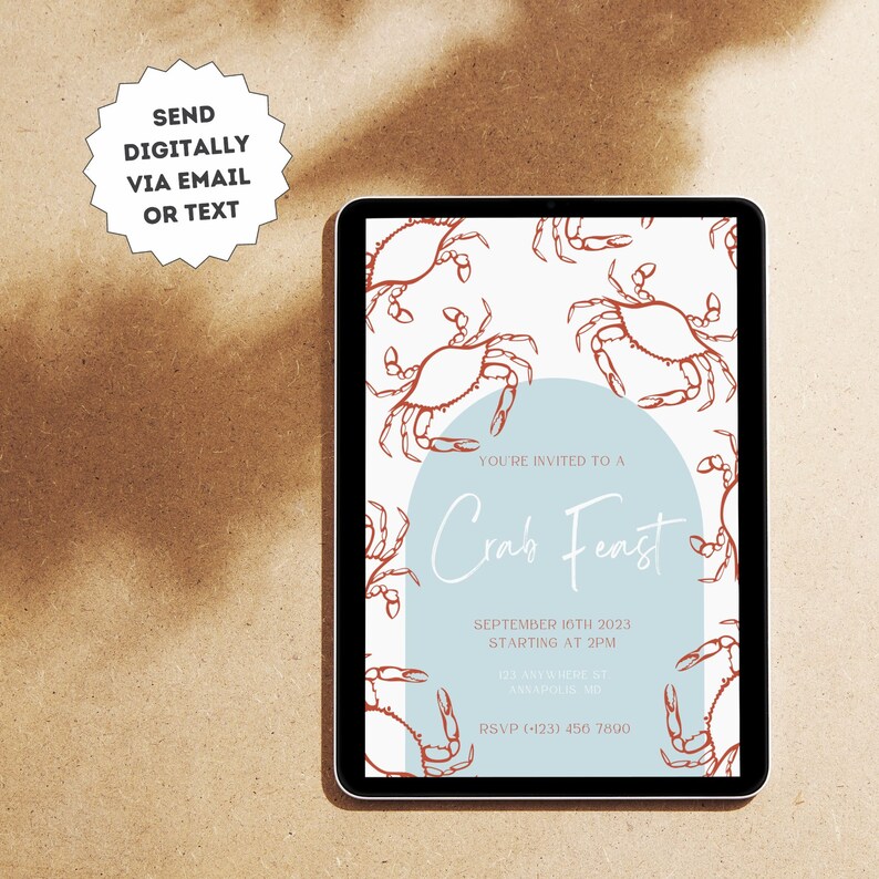Invitation Crab Feast Invitation Modern Party Crab Invite Seafood ...