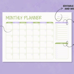Digital Planner, Digital Monthly Planner Template, Undated Monthly ...