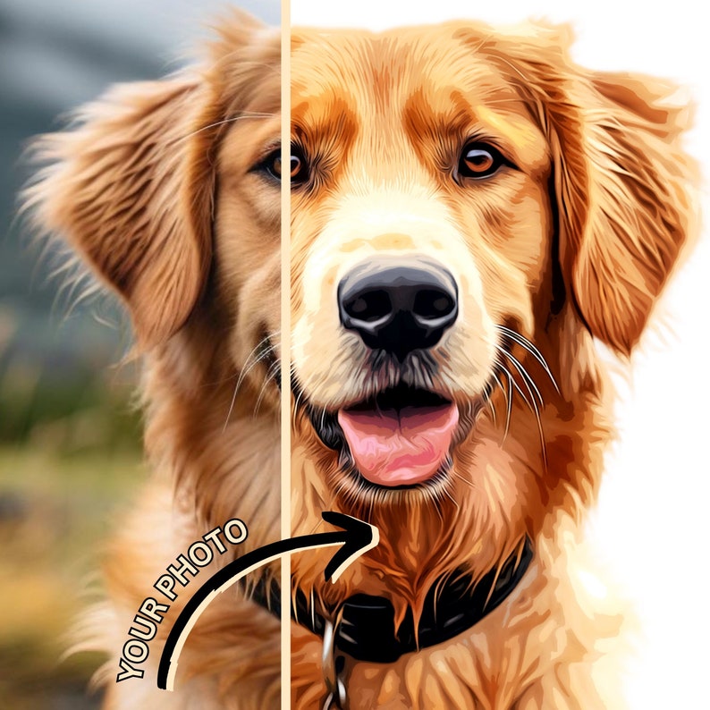 Personalized Dog Portrait From Photo, Custom Pet Portraits Using Pet Photo Digital Dog Portraits ...