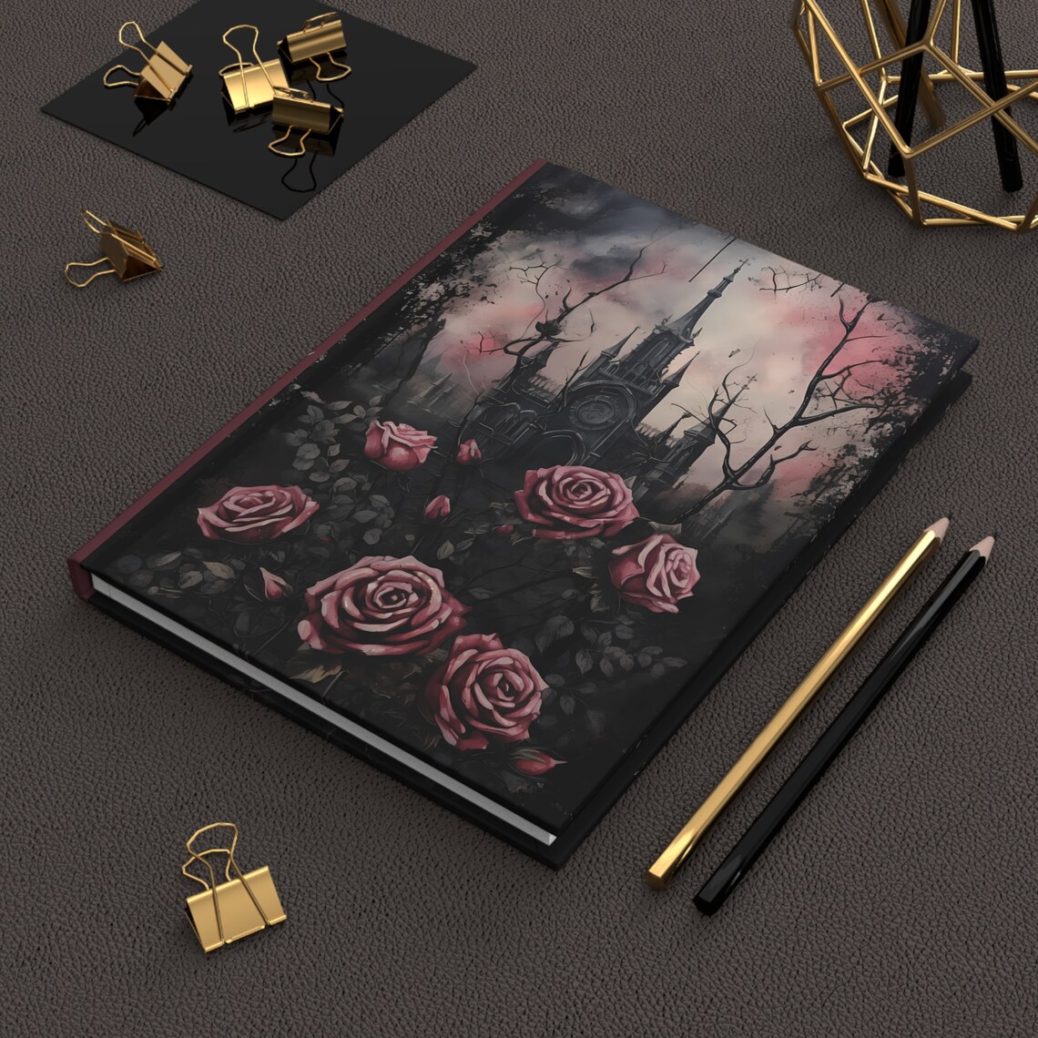 Gothic Castle and Roses Personalized Hard Cover Lined Journal, Goth ...