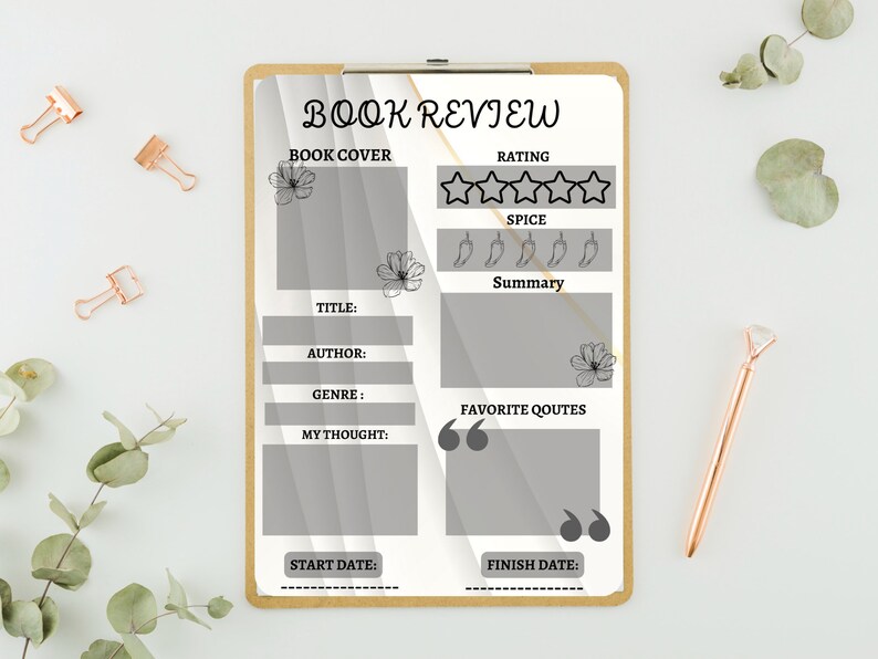 Book Review Notepads A4, Single Page Planner, Pink Book Review Journal ...