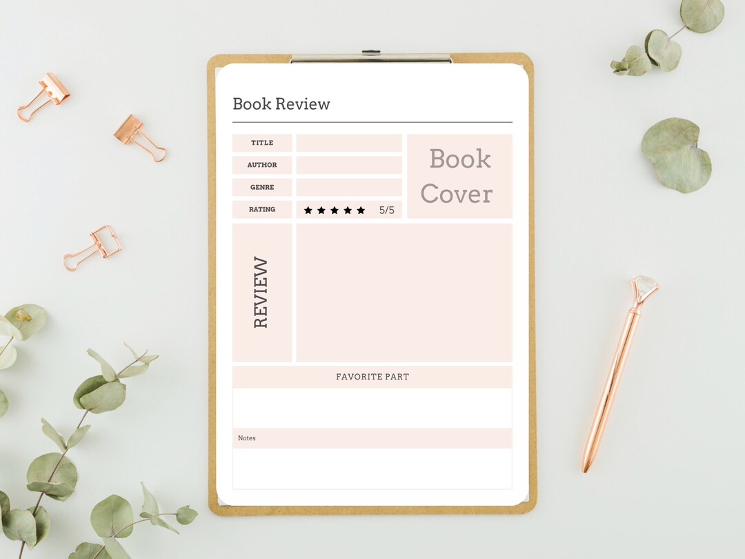 Book Review Notepads A4, Single Page Planner, Book Review Journal ...