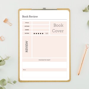 Book Review Notepads A4, Single Page Planner, Book Review Journal ...