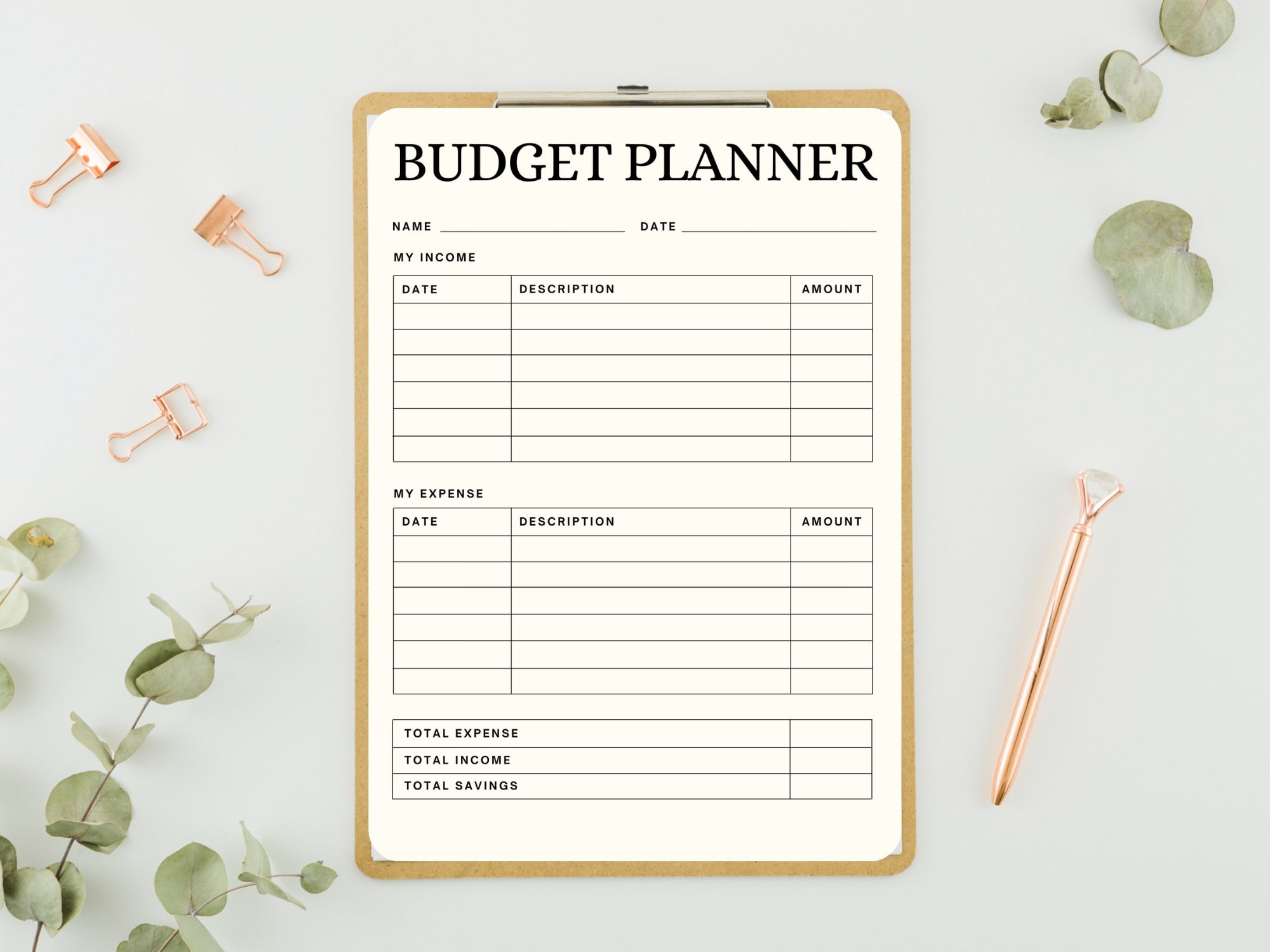 Printable Monthly Budget, Income & Expense Recorder, Instant Download ...