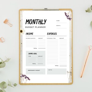 Printable Monthly Budget, Income & Expense Recorder, Instant Download ...