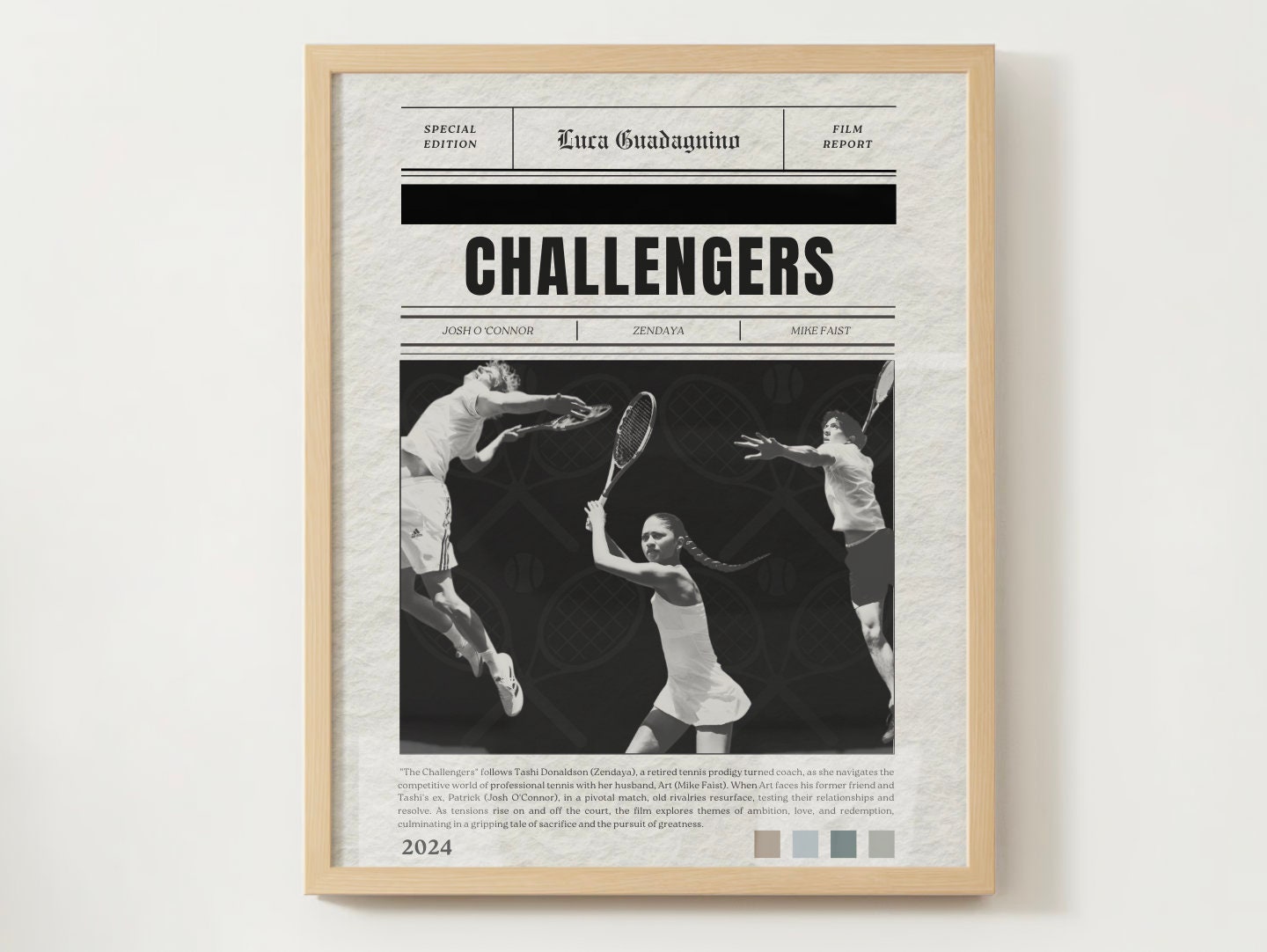 Challengers Retro Newspaper Print, Challengers Poster, Movie Digital ...