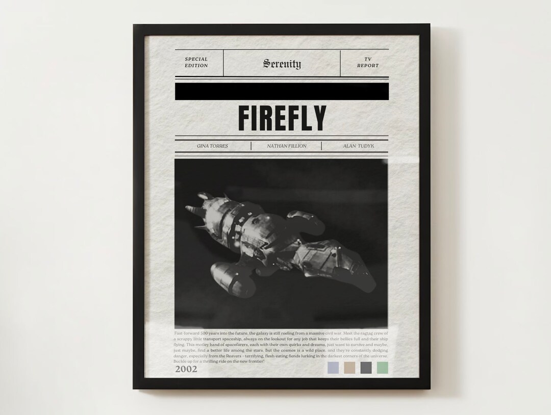 Firefly Retro Newspaper Print, Firefly Poster, T.V. Show Digital Print ...