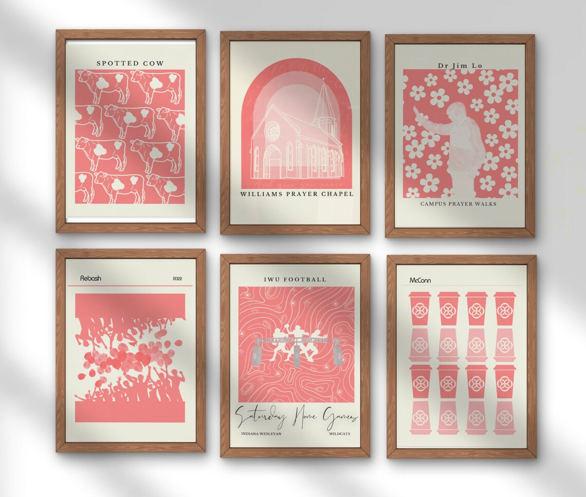 Indiana Wesleyan University | Digital Prints Set of 6 | Preppy Wall Art ...