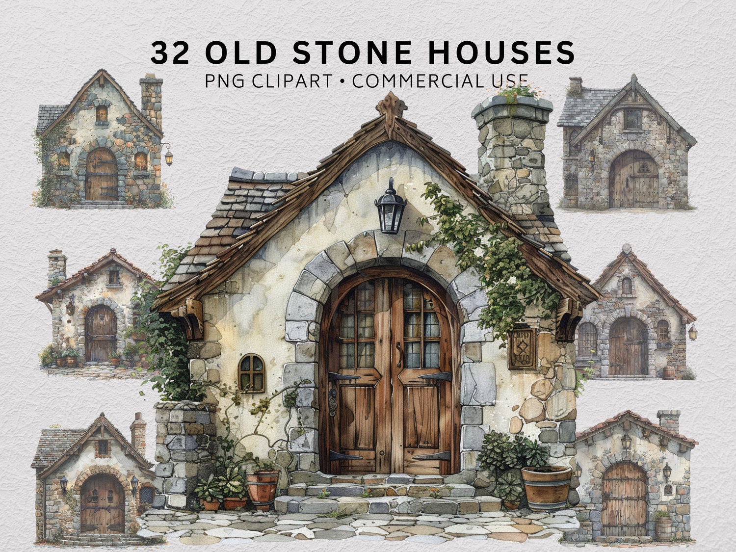 Old Stone House Clipart, Stone House PNG, Architecture Clipart, Vintage ...