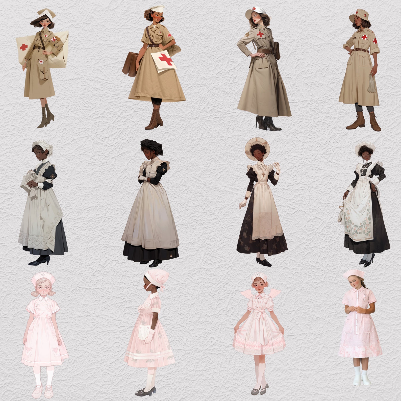 60 Vintage Nurses Clipart Bundle, Healthcare Clipart, Nurse PNG ...