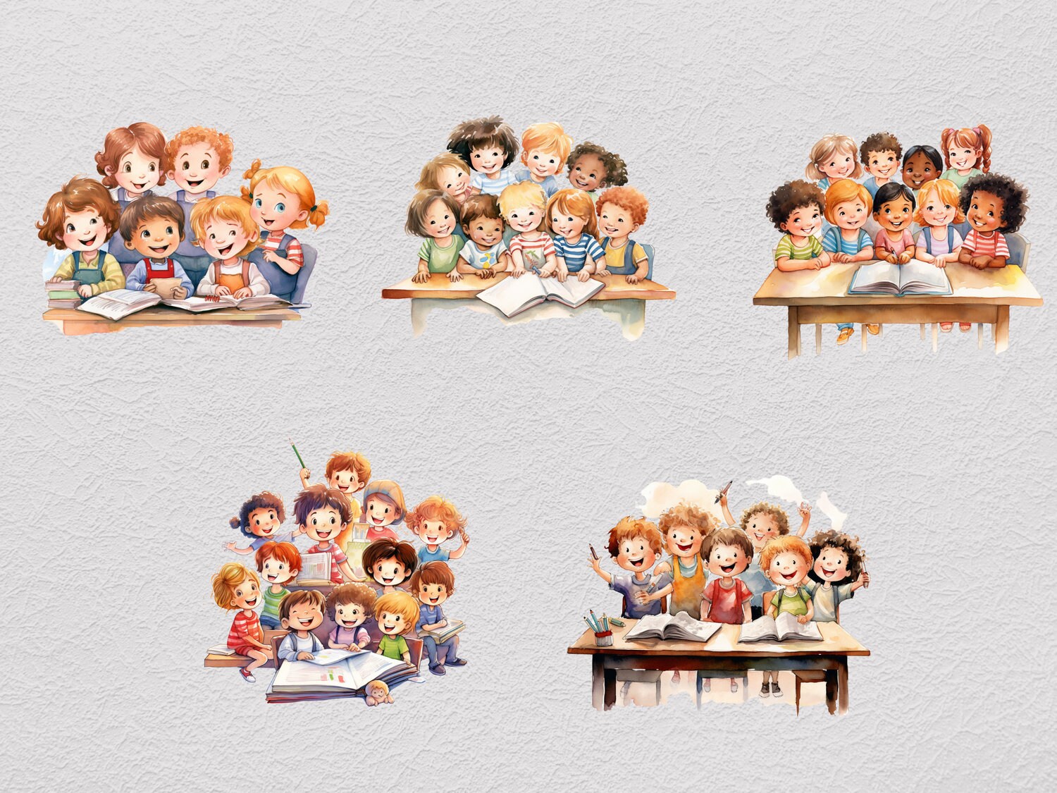 Classroom Happiness Clipart, School Clipart PNG Bundle, Transparent ...