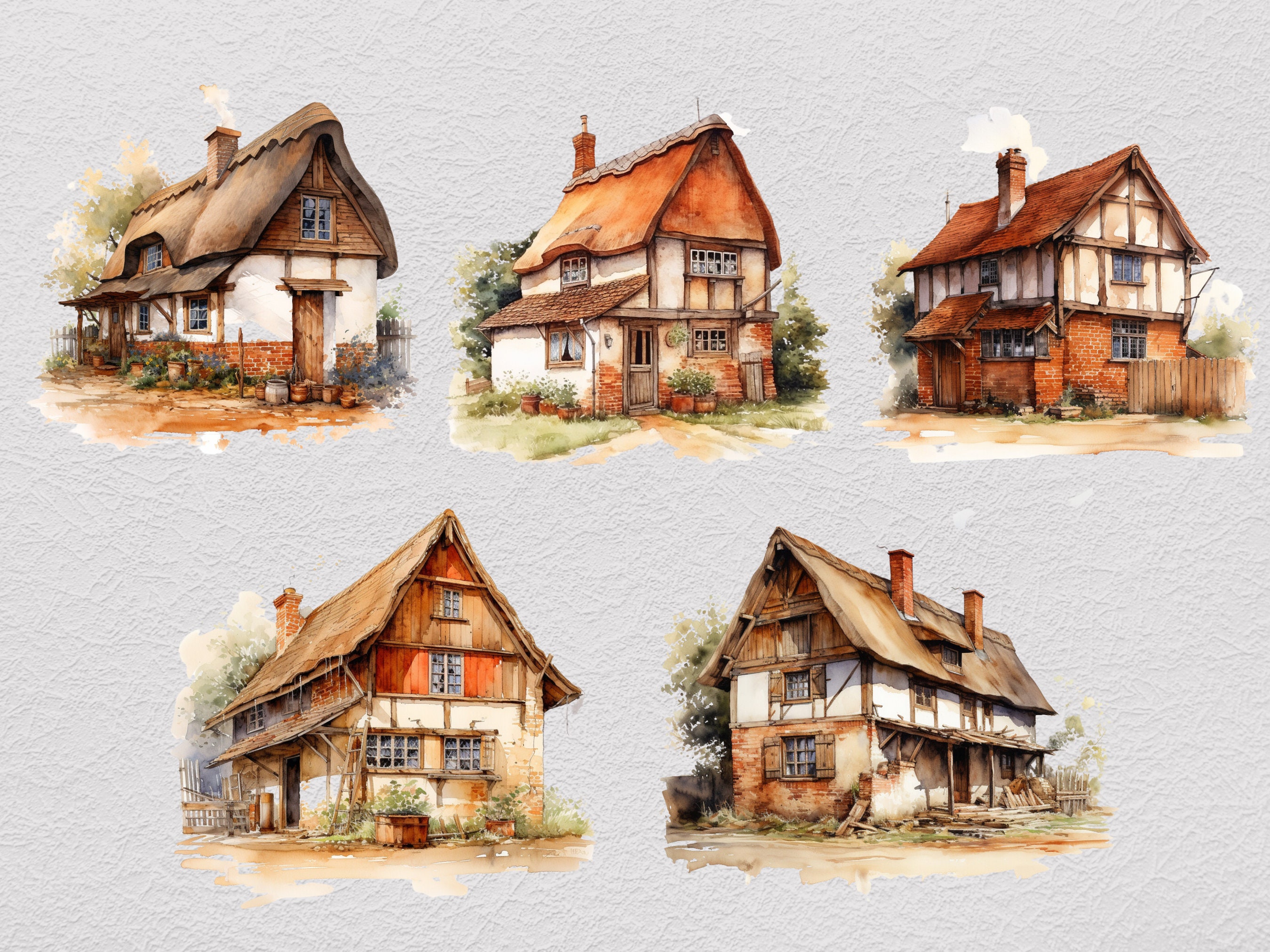 Rustic Farmhouse Clipart PNG Cottage PNG Farmhouse Clip Art - Etsy