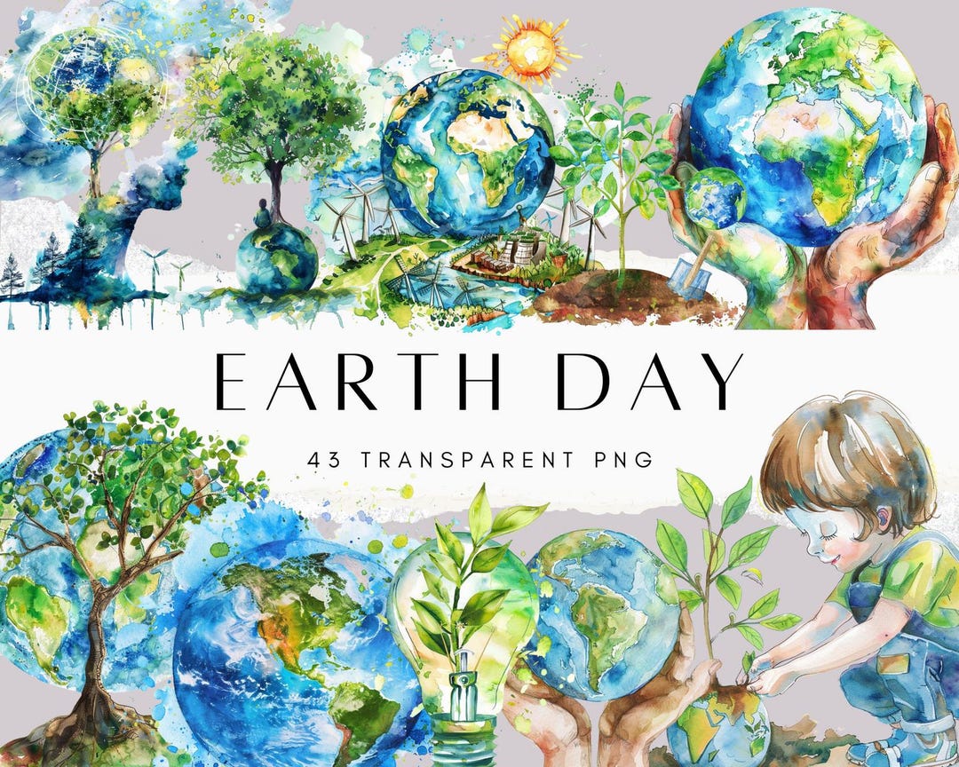 Earth Day Clipart PNG, Decoration Clip Art, Scrapbook Junk Journal ...