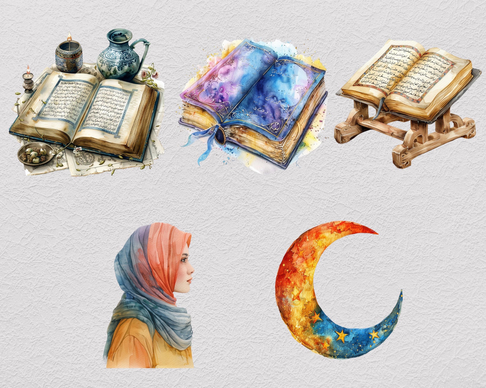 Ramadan Clipart, Watercolour Ramadan Clipart Bundle, Islamic Clipart ...