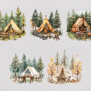 Summer Camping Holiday Clipart, Watercolour City Clipart Bundle, Around ...