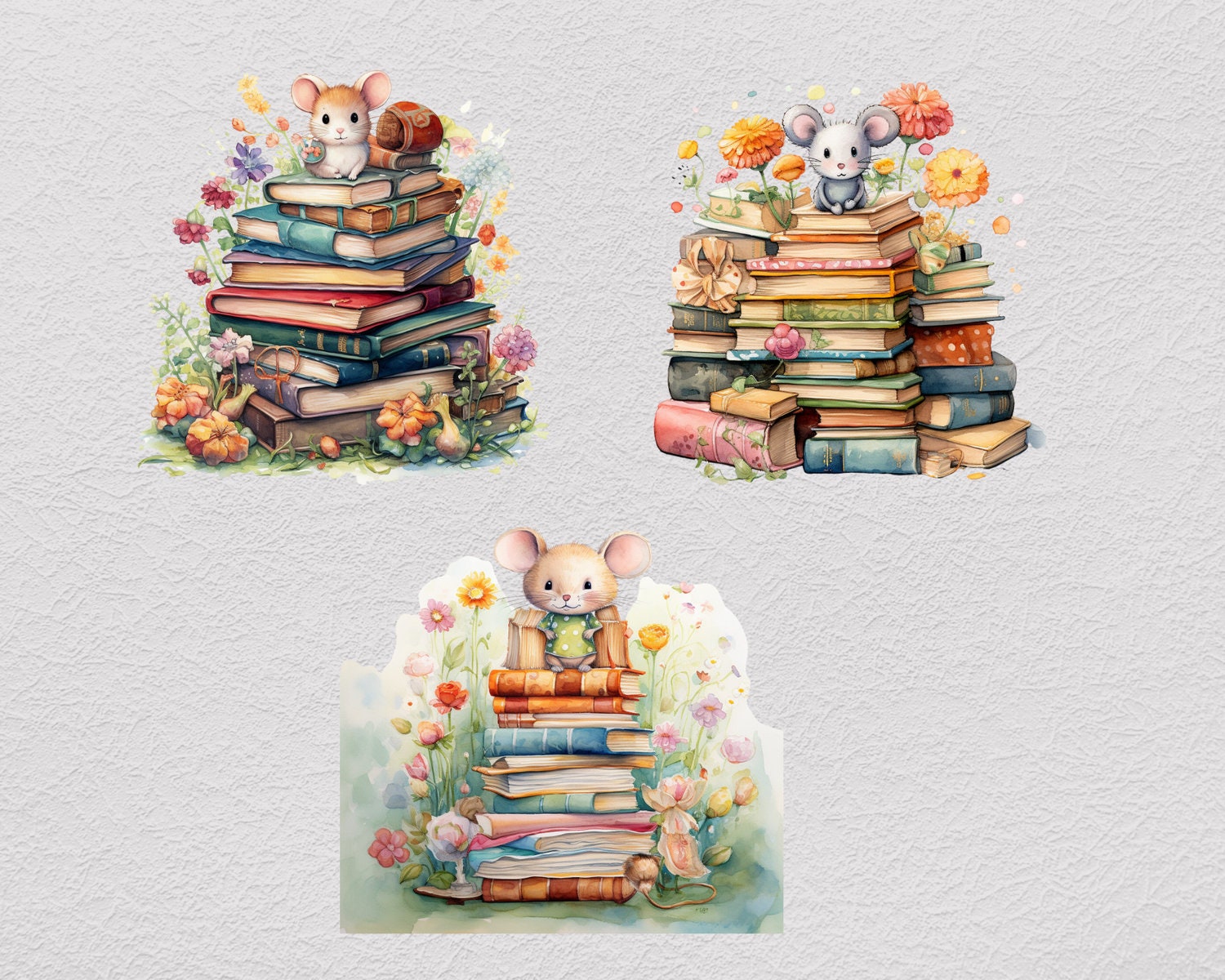 Watercolour Mouse Books Clipart Bundle, Books Clipart, Cozy Reading ...