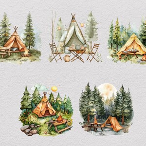 Summer Camping Holiday Clipart, Watercolour City Clipart Bundle, Around ...