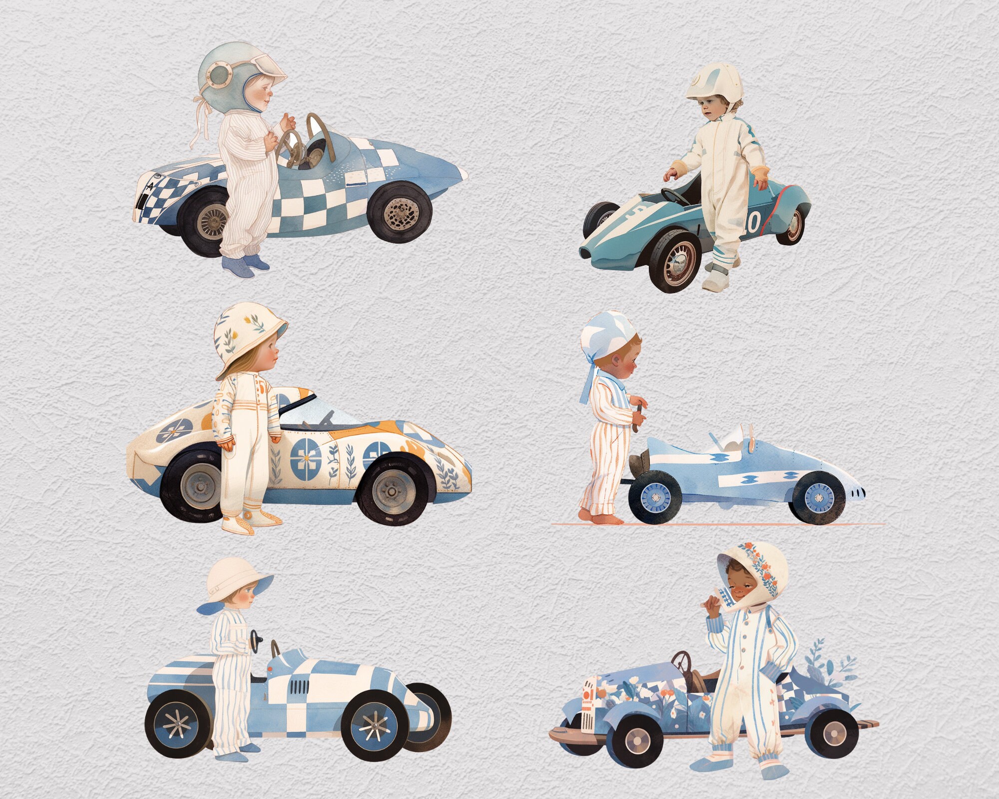 Vintage Little Racer Clipart, Vintage Racers Clipart, Vintage Kids With ...