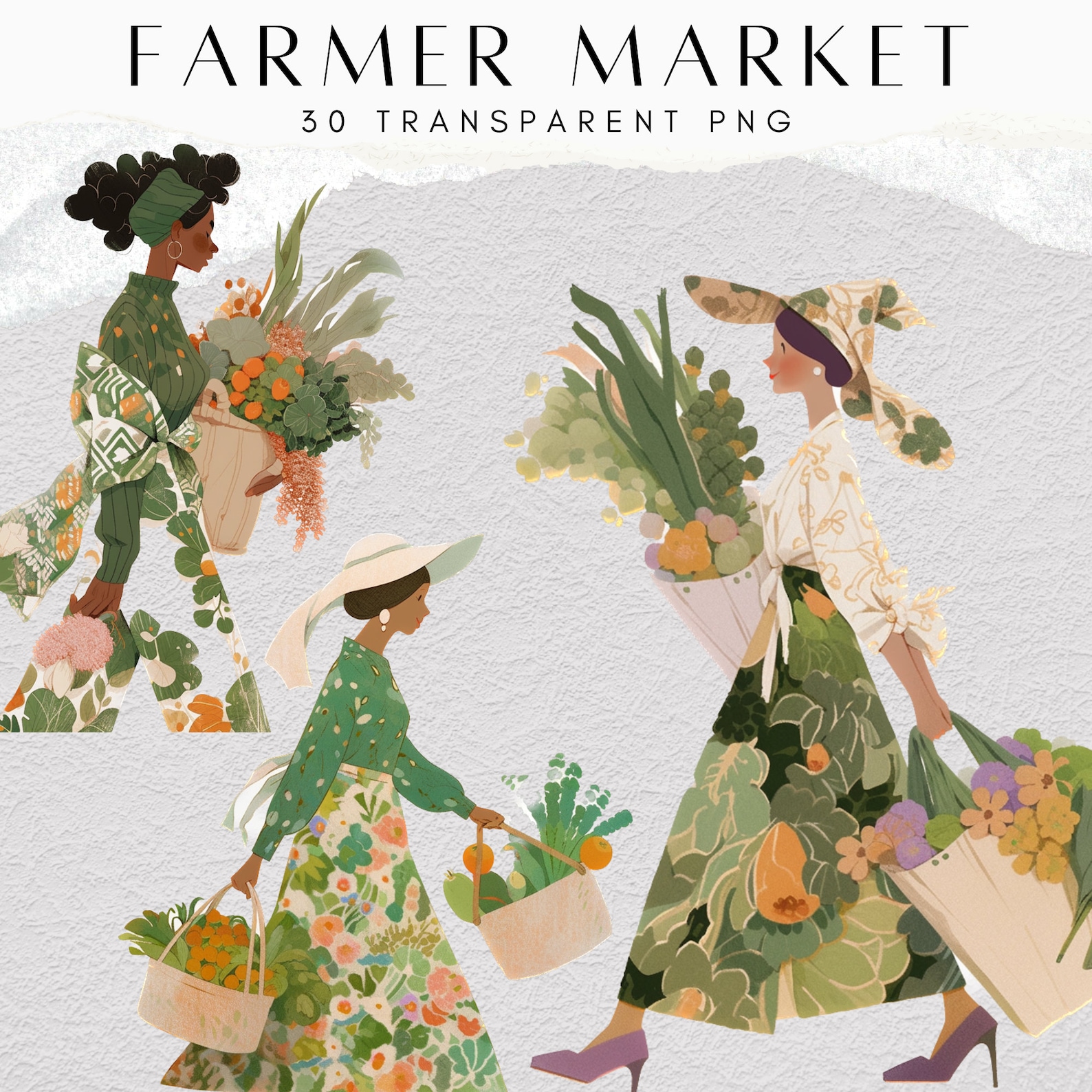 30 Cottagecore From Farmersmarket Clipart Bundle, Rustic Market, Farmer ...