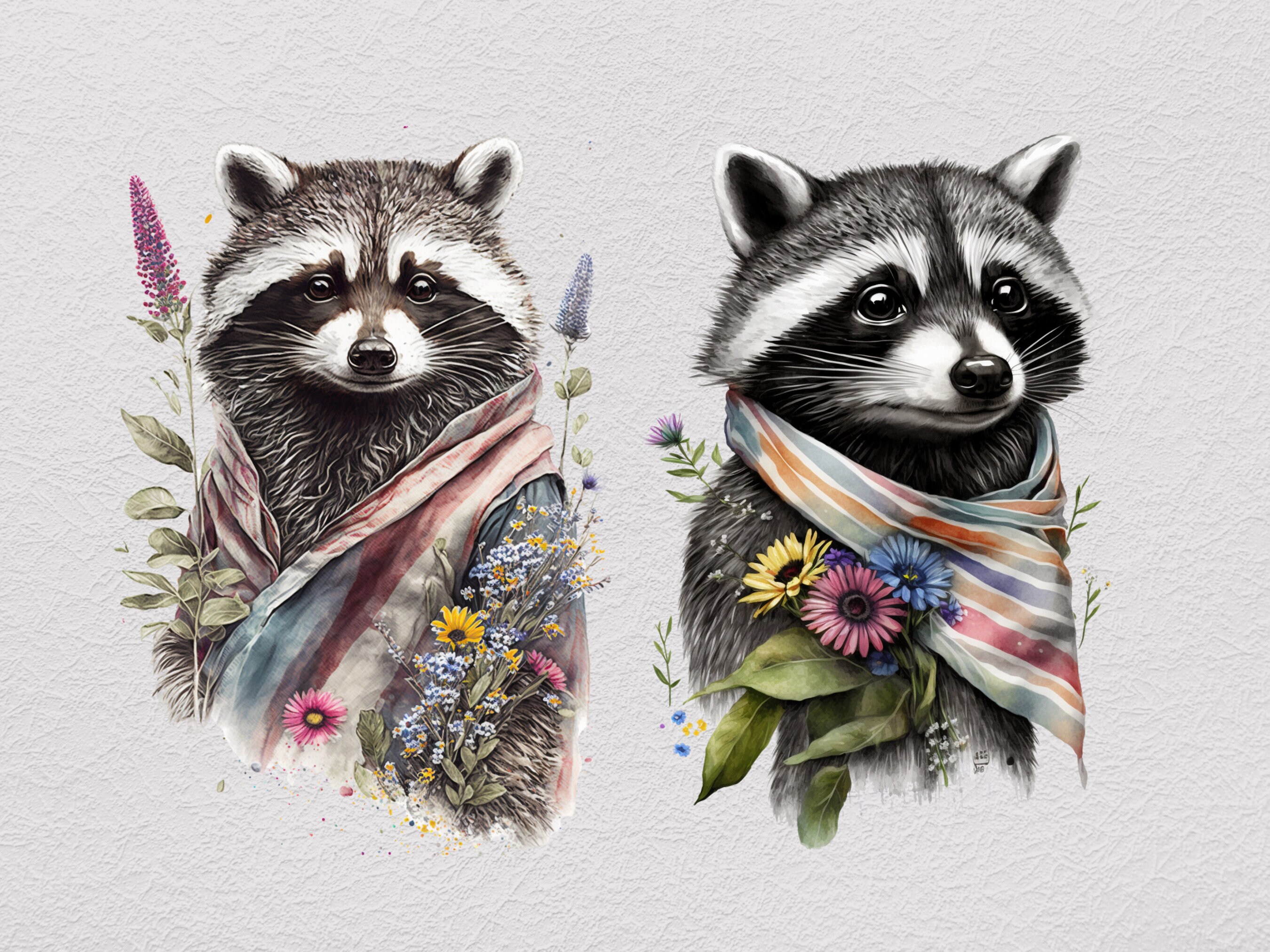 Cute Baby Raccoon Wearing a Scarf PNG, Watercolor Clipart, Transparent ...
