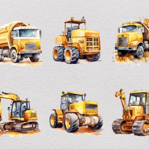 Construction Vehicles Clipart PNG Bundle, Transparent Clip Art for Kids ...