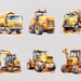 Construction Vehicles Clipart PNG Bundle, Transparent Clip Art for Kids ...