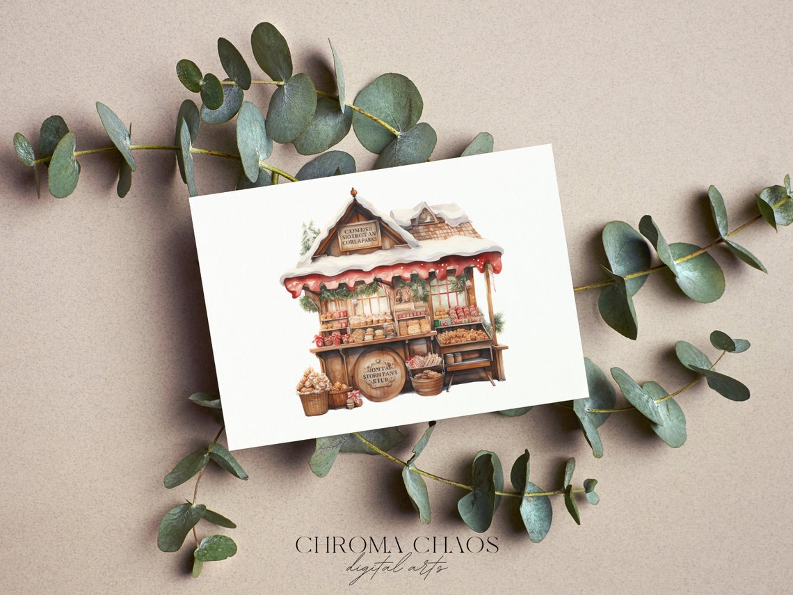 Watercolour Winter Market Clipart Bundle, Christmas Market, Stall ...