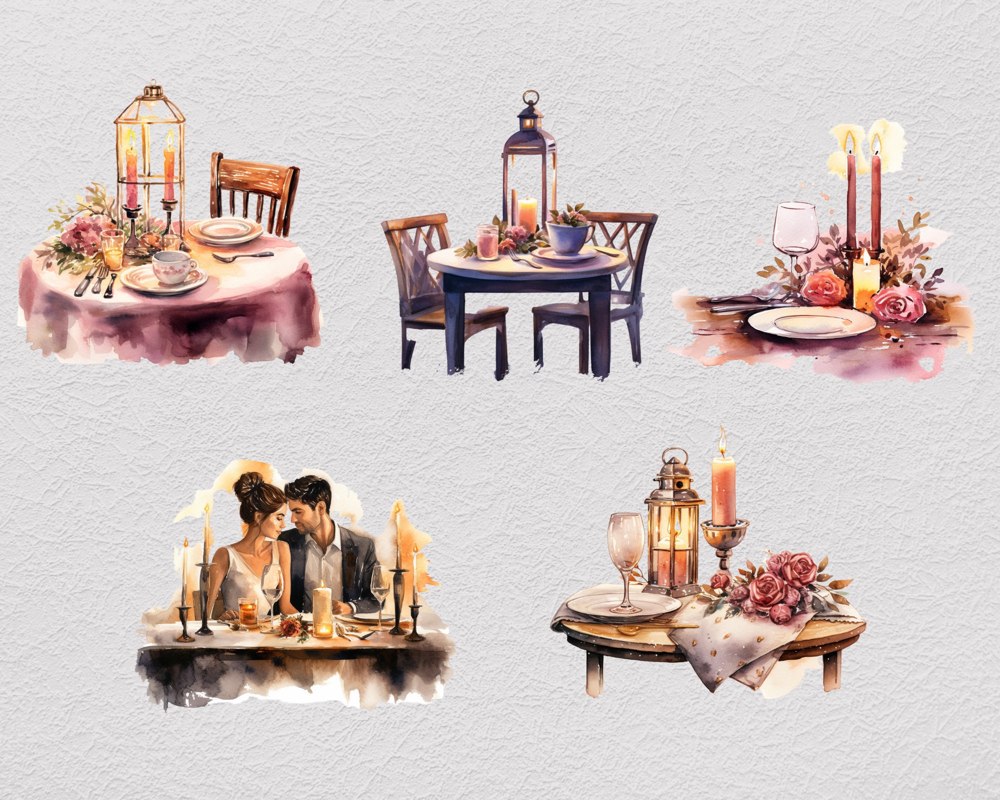 Candlelight Dinner Clipart, Romantic Dinner PNG, Couple PNG, Valentine ...