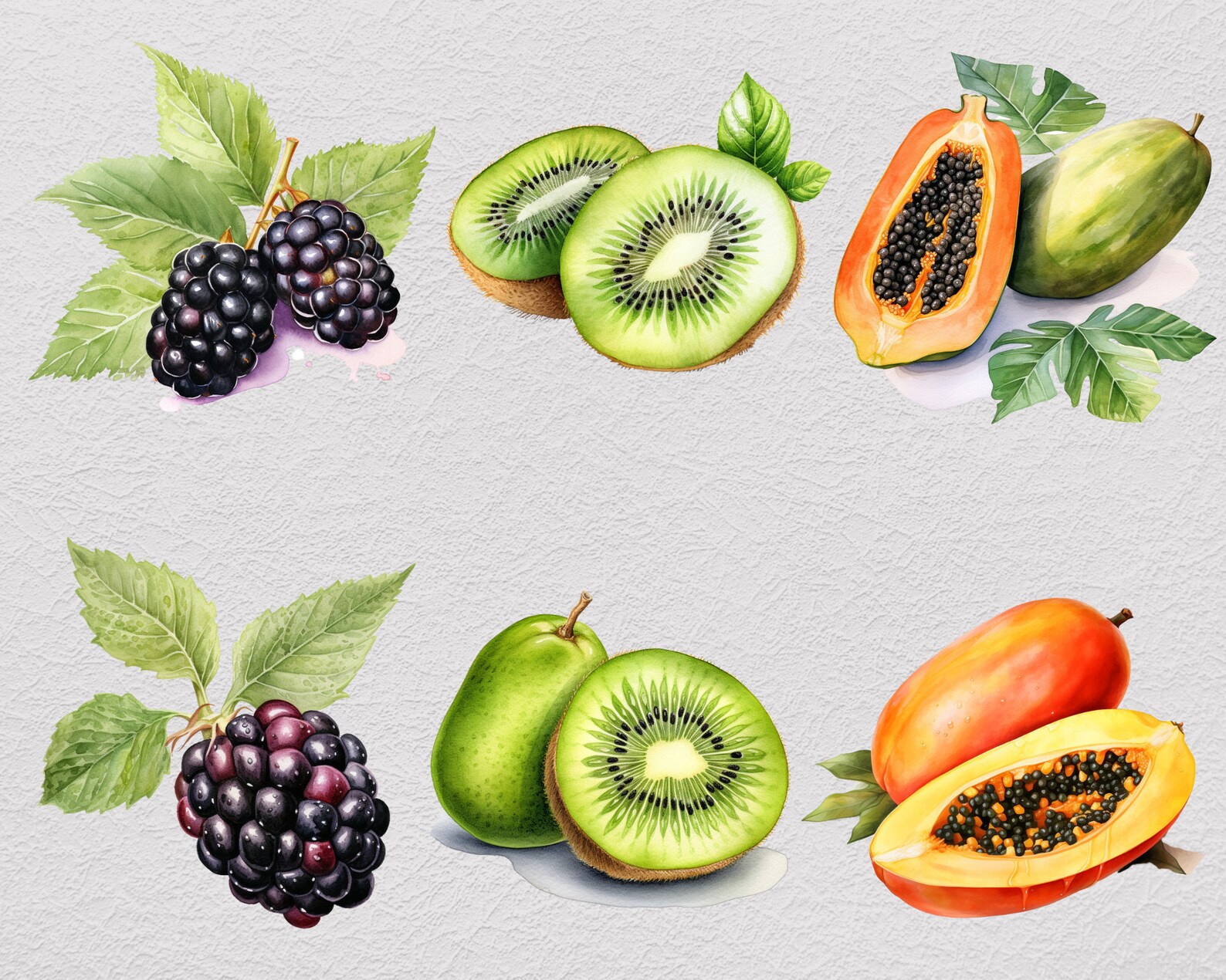 106 Watercolour Fruits Clipart Bundle,m, Fruits Clipart, Papaya, Kiwi ...