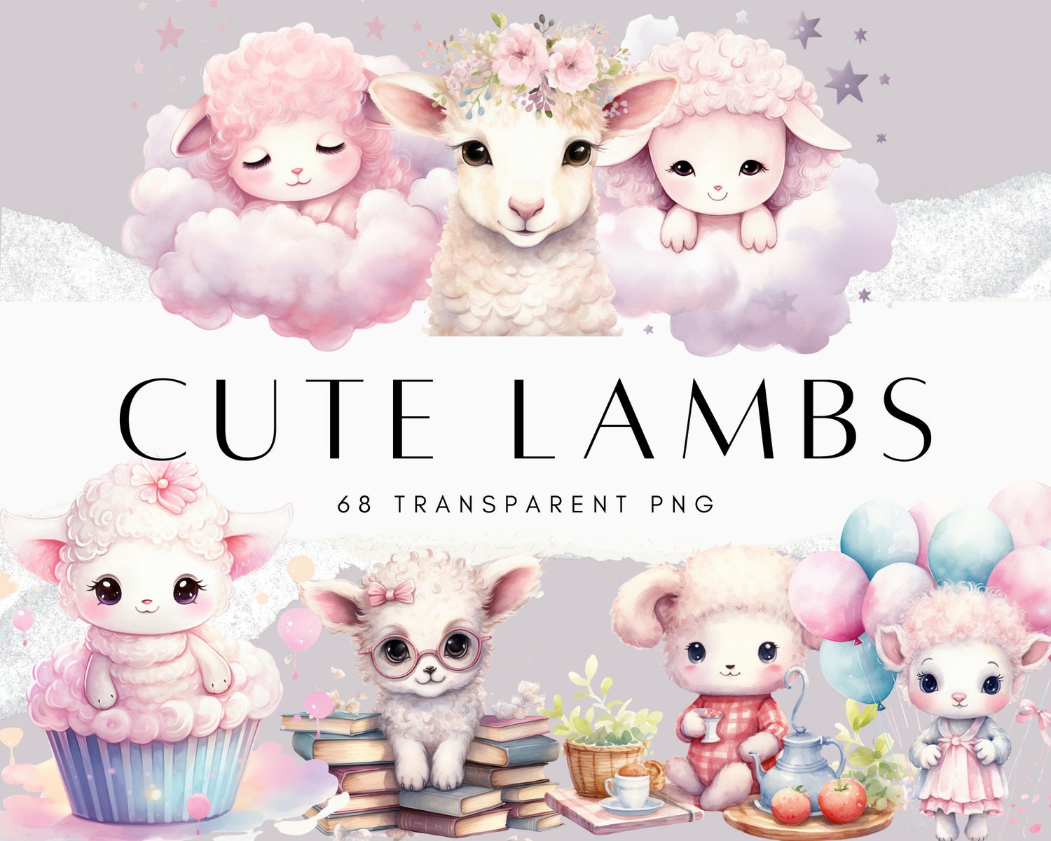 Cute Lamb Clipart, Lamb PNG, Cute Sheep PNG, Animal Friends, Cozy ...