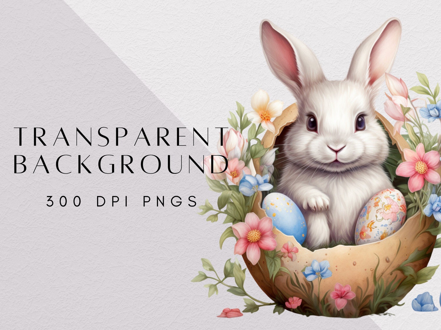 Watercolor Cute Little Bunny Clipart, Rabbit in a Basket, Bunny Clipart ...