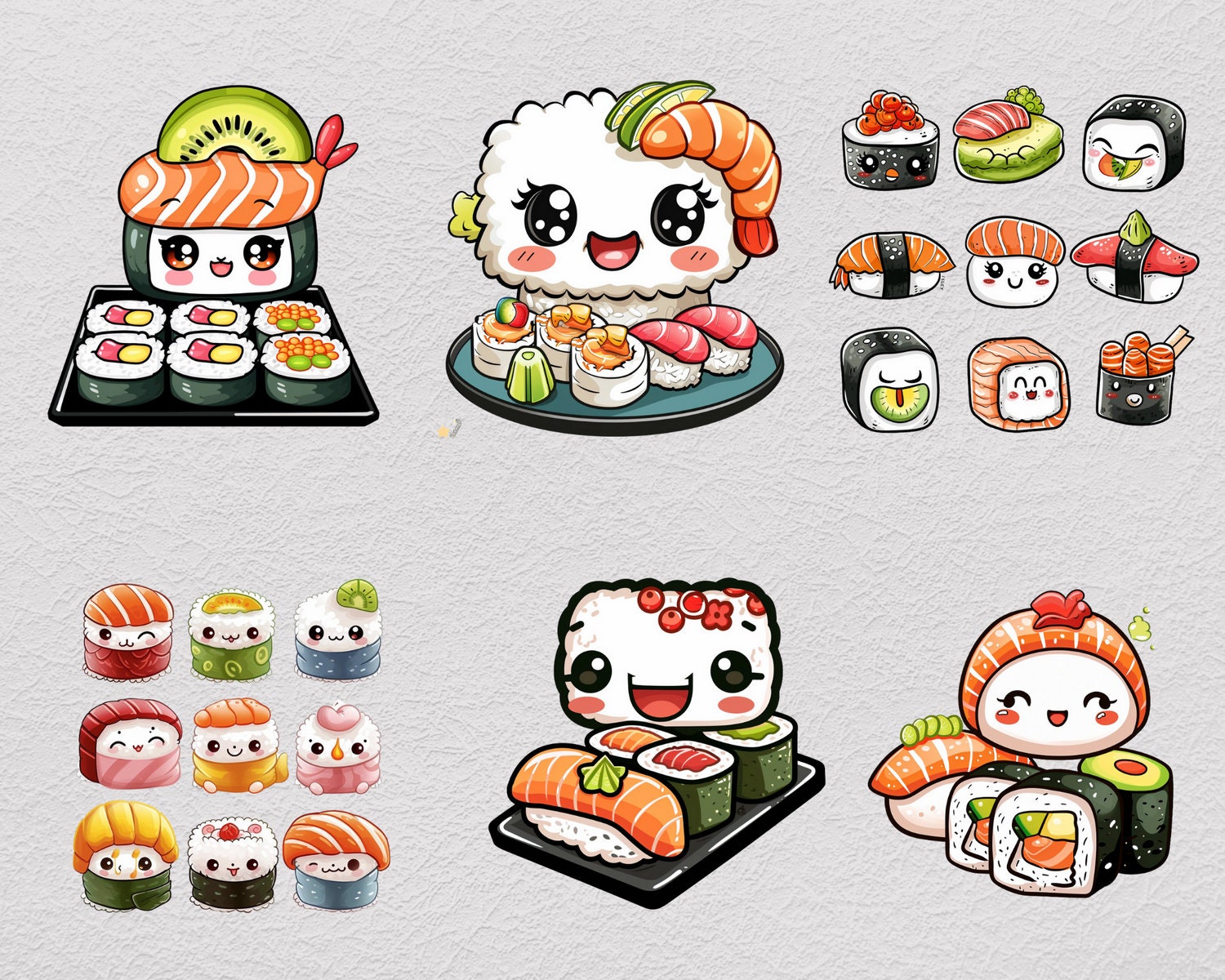 Cute Sushi Clipart PNG, Food Decoration PNG, Japanese Sushi Clip Art ...