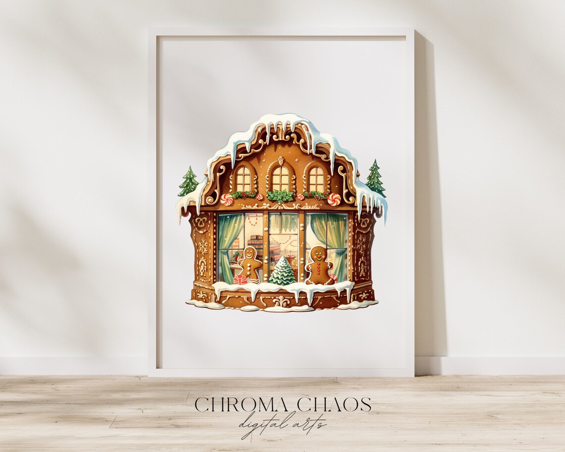 24 Gingerbread Windows Clipart Bundle, Christmas Bakery PNG, Stall ...