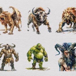 120 Mythical Creatures Clipart PNG Bundle, Transparent Clip Art for ...