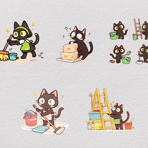 Cat Doing Chores Clipart PNG, Decoration Clip Art, Scrapbook Junk ...