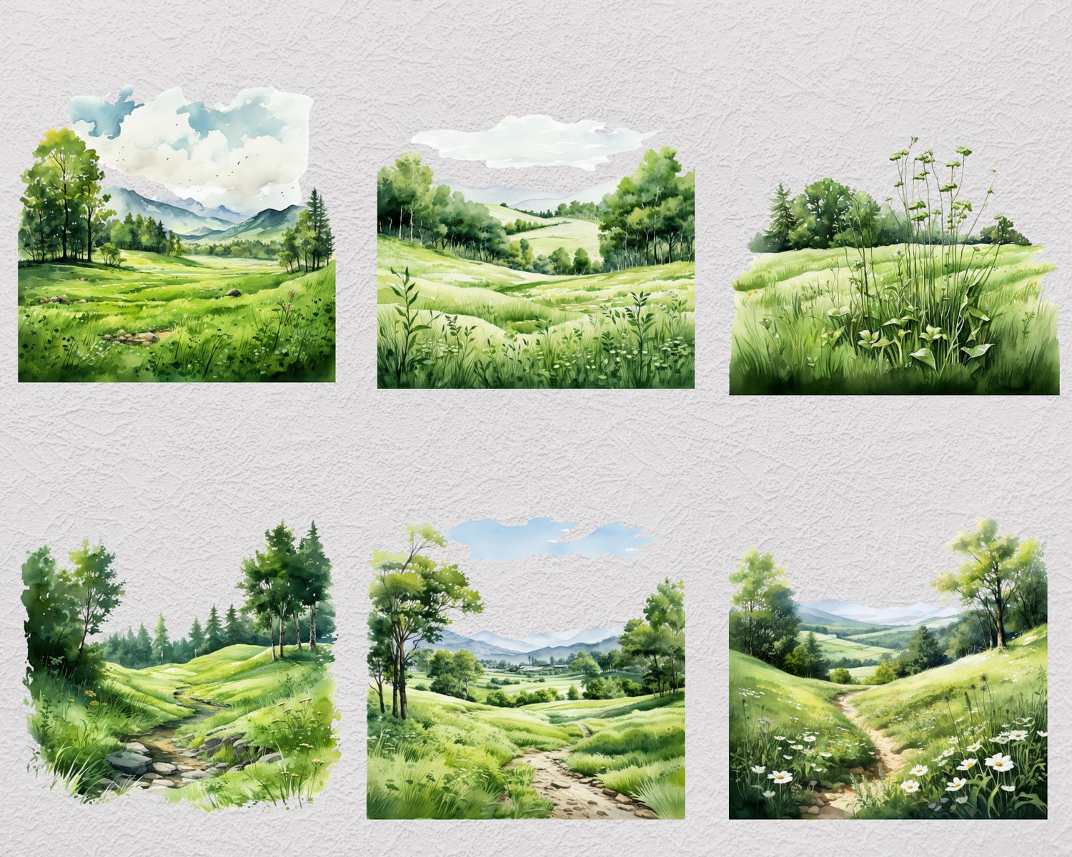 Green Meadow PNG, Calm Meadow Clipart Bundle, Transparent PNG ...