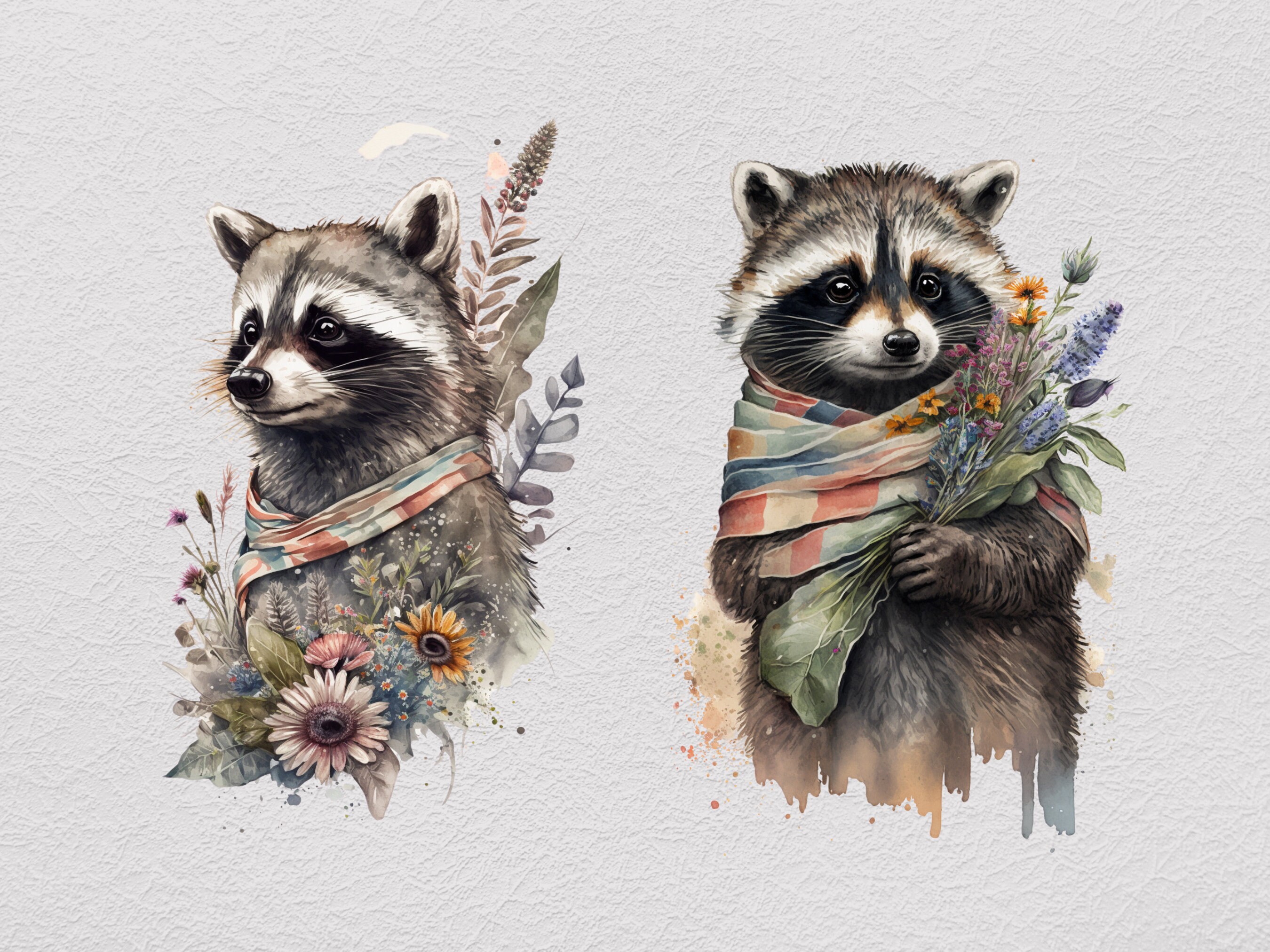 Cute Baby Raccoon Wearing a Scarf PNG, Watercolor Clipart, Transparent ...