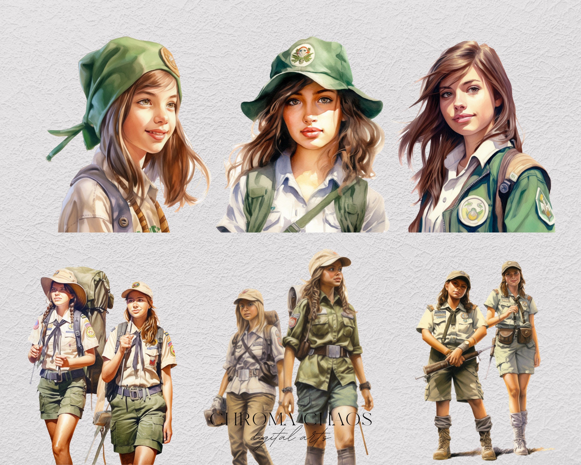 27 Watercolor Girl Scout Clipart, Girl Scout Clip Art PNG Graphics ...