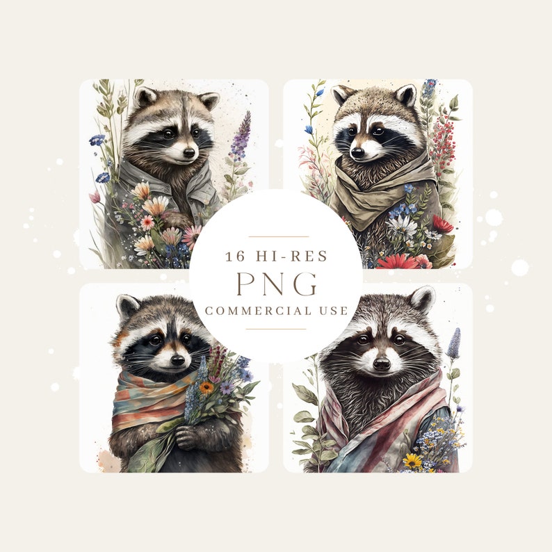 Cute Baby Raccoon Wearing a Scarf PNG Watercolor Clipart - Etsy