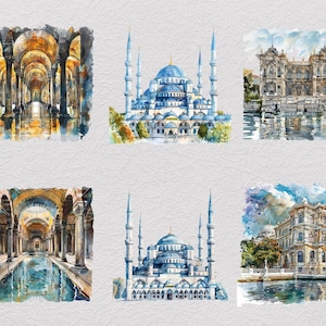 Istanbul Clipart, Watercolour City Clipart Bundle, Around the World ...