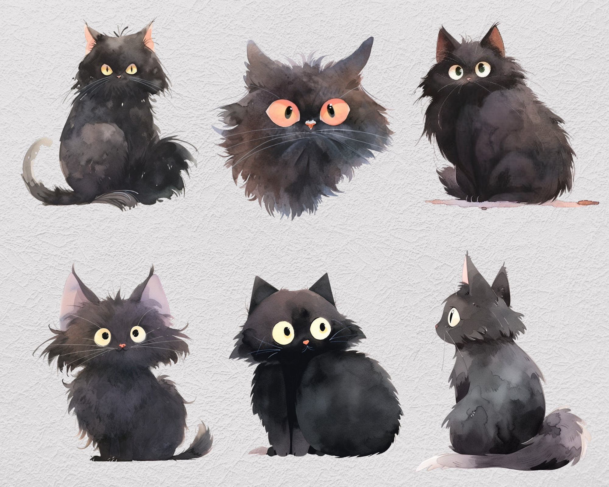 48 Fluffy Black Cats Clipart, Kitten Family PNG, Cat Clipart, Cat PNG ...