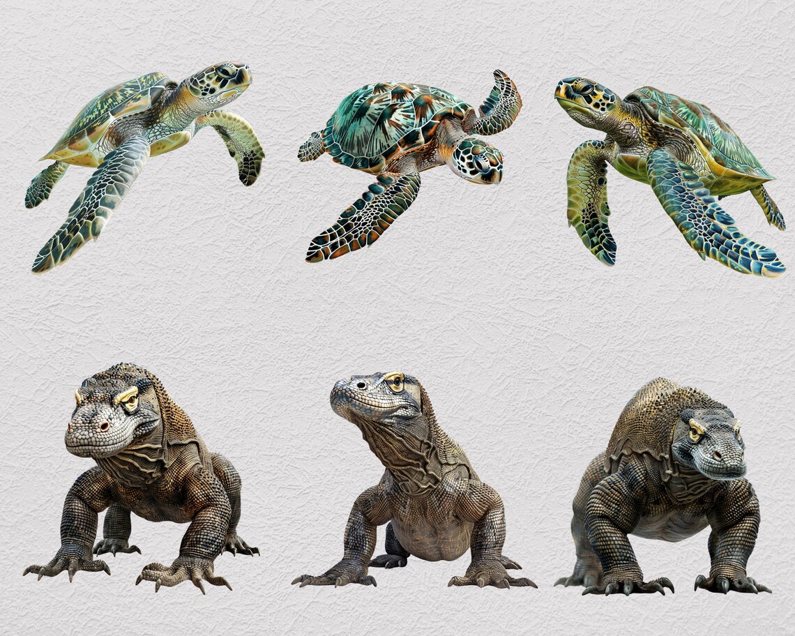 Reptiles Clipart PNG Bundle, Transparent Clip Art for Kids Activity ...