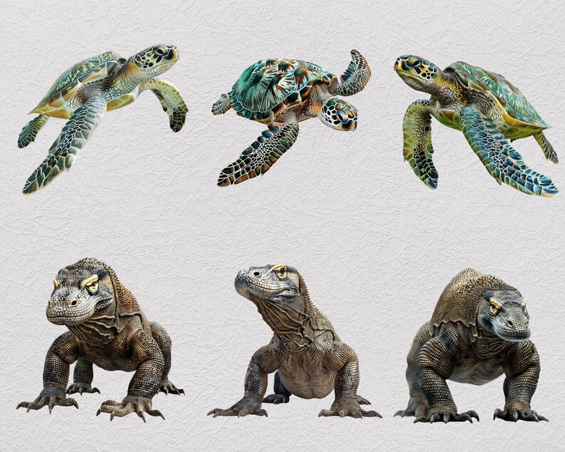 Reptiles Clipart PNG Bundle, Transparent Clip Art for Kids Activity ...