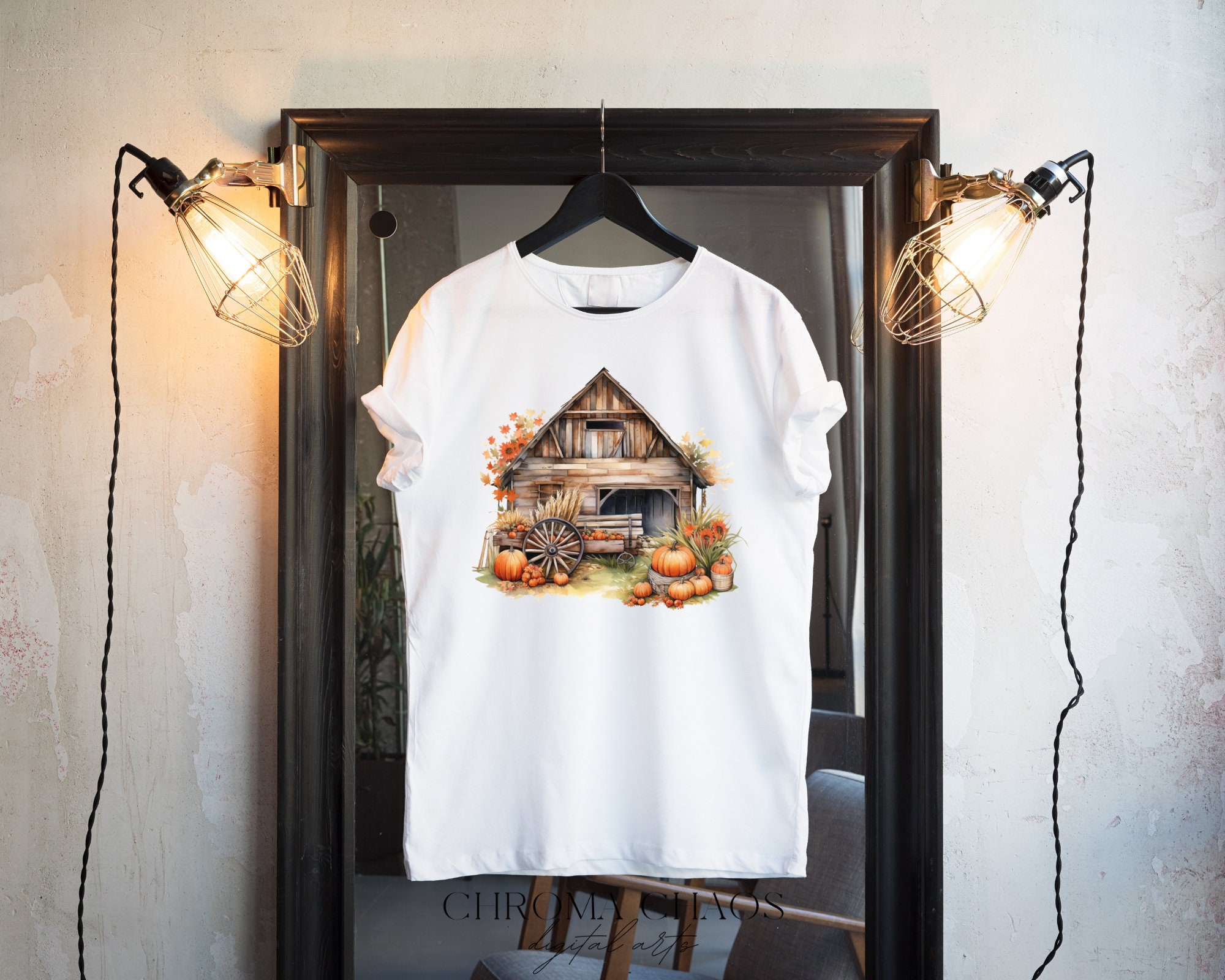 37 Watercolor Autumn Barns Clipart PNG Sublimation Bundle, Transparent ...