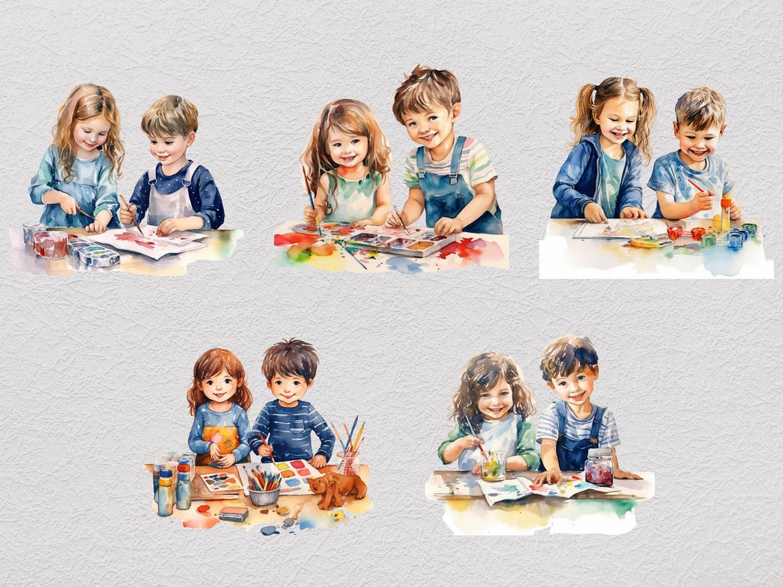 Student Art Class Clipart, School Clipart PNG Bundle, Transparent ...