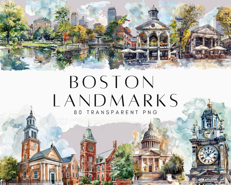 80 Boston Clipart, Watercolour Clip Art, Boston Clipart, Cozy Clipart ...