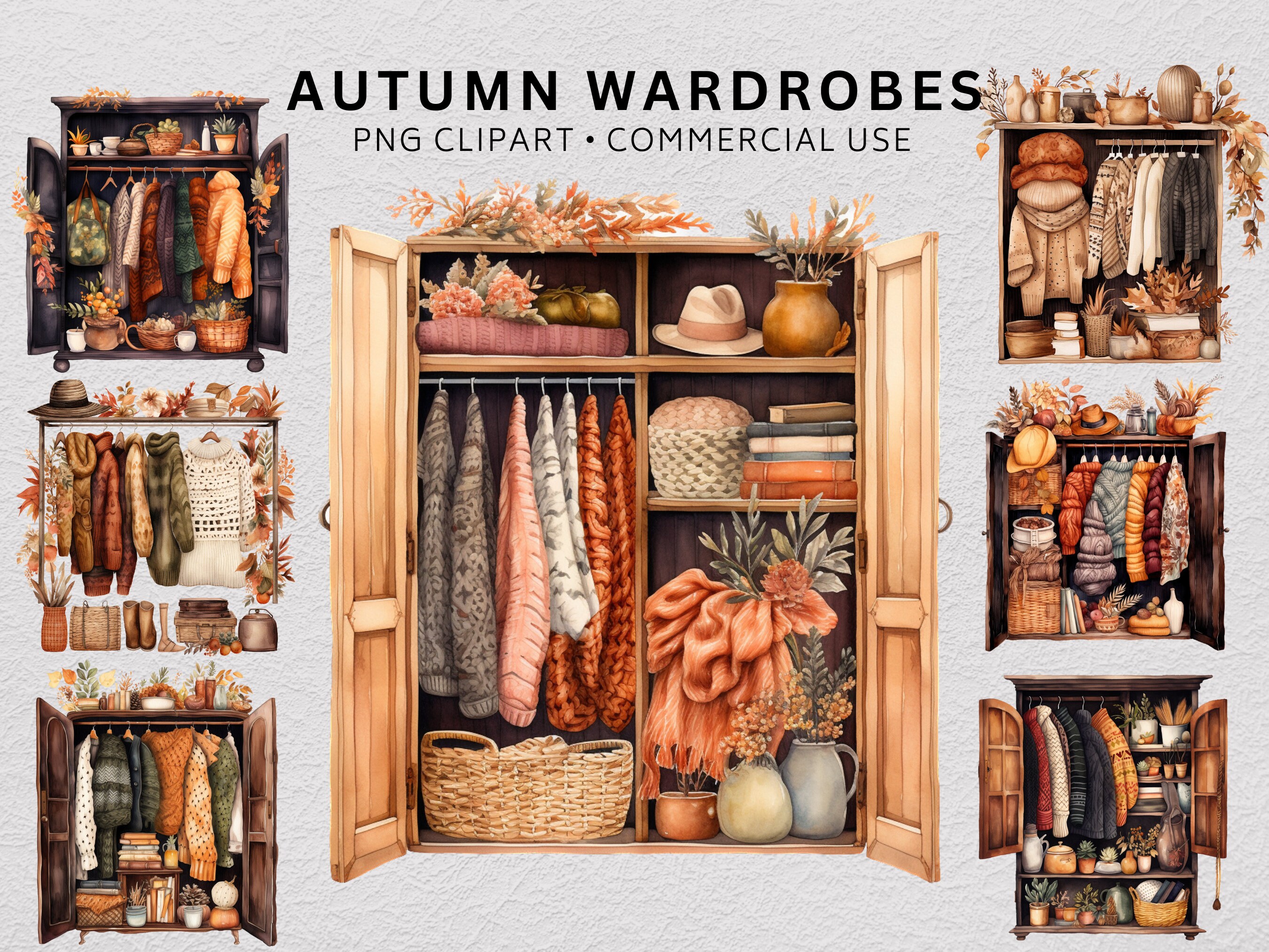 40 Watercolour Autumn Wardrobe Clipart Bundle Autumn Clothes - Etsy