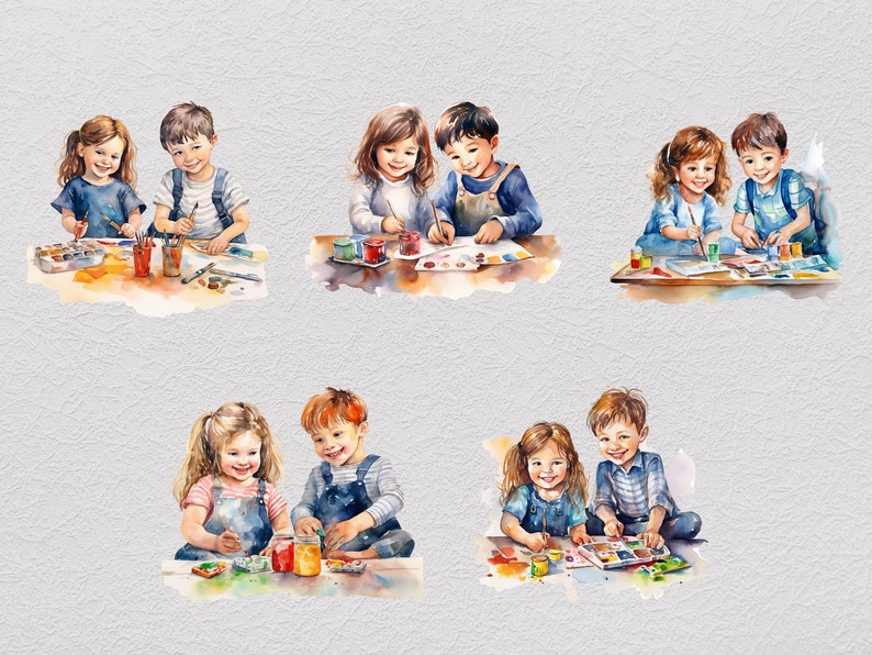 Student Art Class Clipart, School Clipart PNG Bundle, Transparent ...