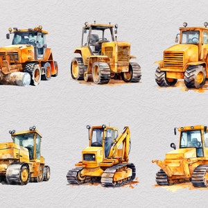 Construction Vehicles Clipart PNG Bundle, Transparent Clip Art for Kids ...